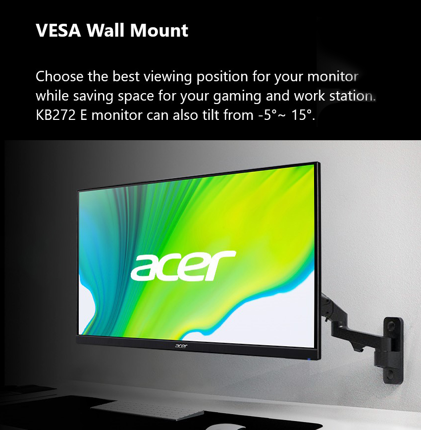Acer KA272 EBI 27" IPS Full HD (1920 x 1080) Zero-Frame Gaming Office ...