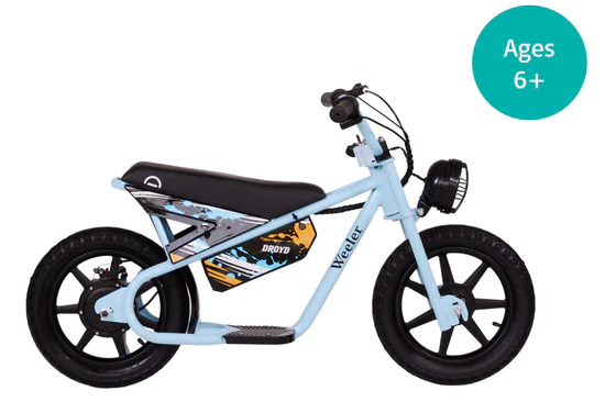 Droyd Weeler Blue Electric Mini Bike for Kids age 6 and Up and 6.2 - 10 ...