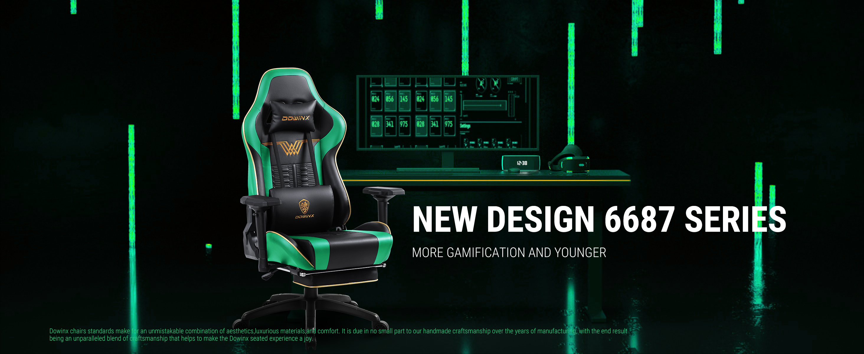 Dowinx Gaming Chair High Back Computer Chair with Footrest, Breathable ...