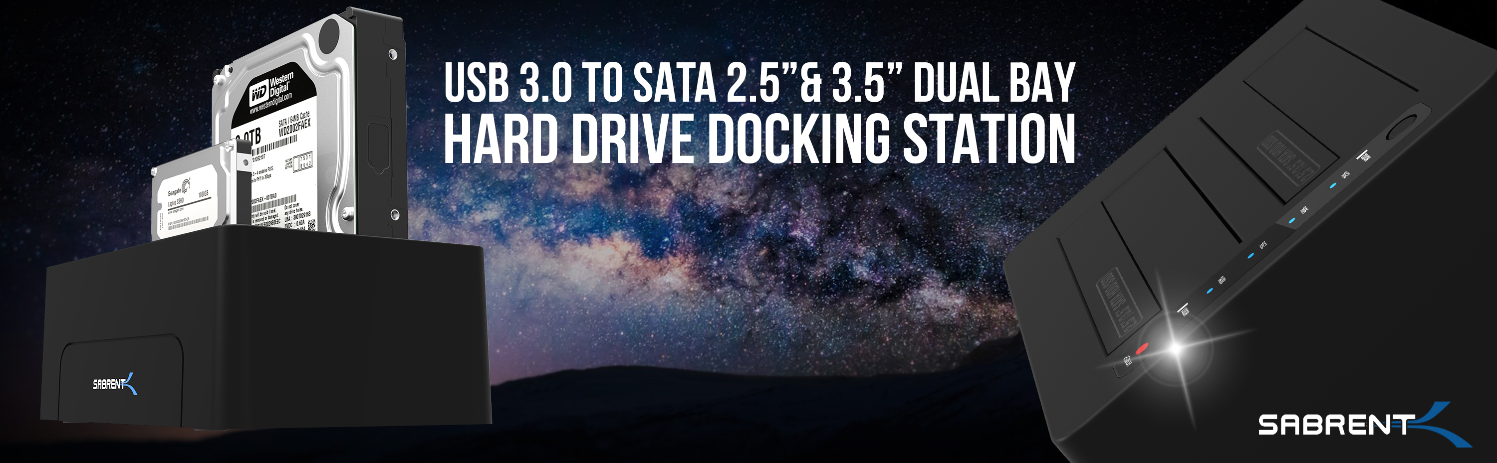 Sabrent USB 3.0 to SATA Dual Bay External Hard Drive Docking Station ...