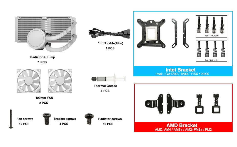 Vetroo V240 White 240mm Radiator Addressable RGB All-in-One AIO CPU ...