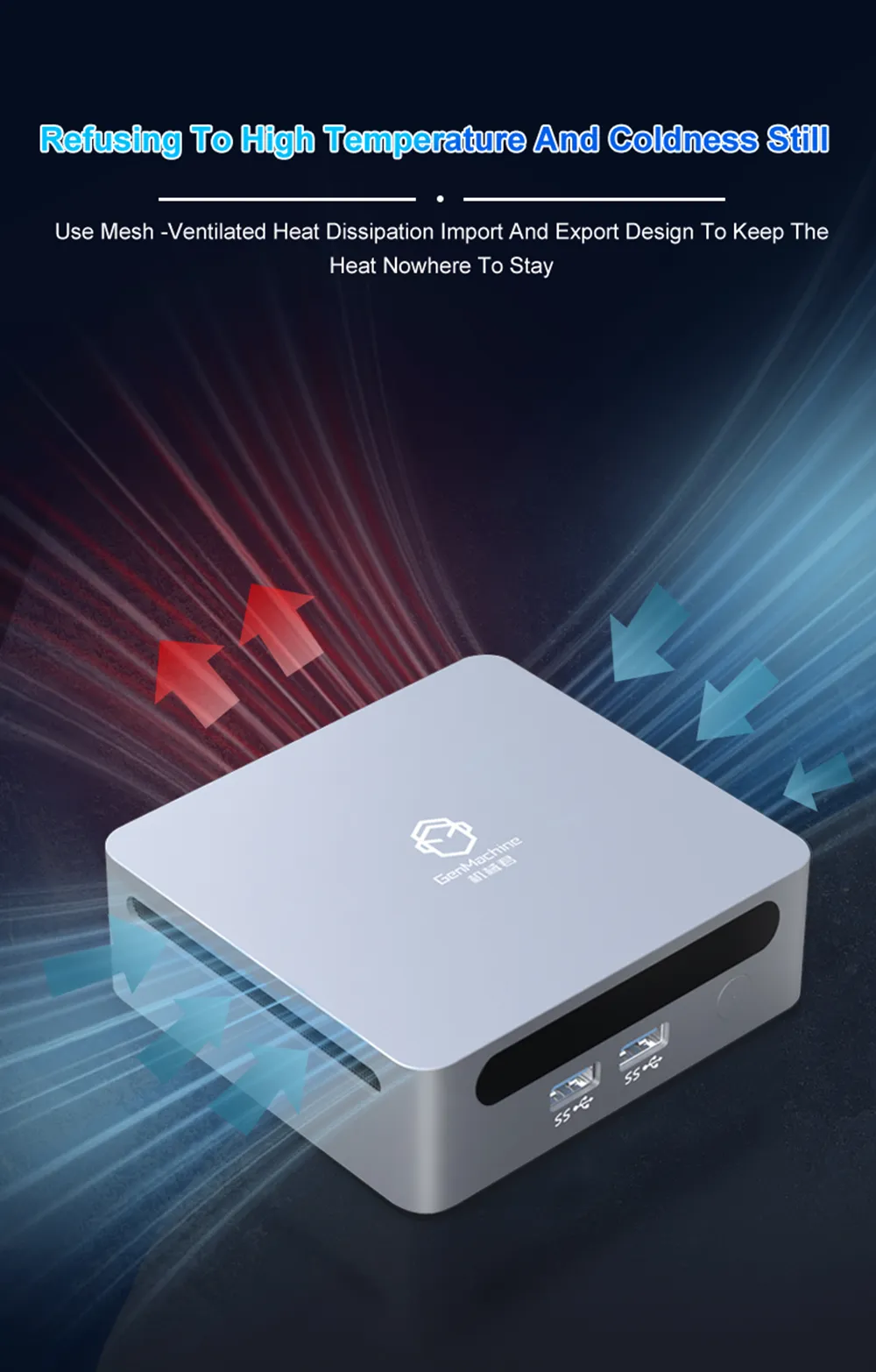 GenMachine Mini PC AMD Ryzen 7 5800H,32GB RAM 1TB M.2 NVMe SSD,Radeon Vega8,USB3.0*2,USB2.0*2 ...