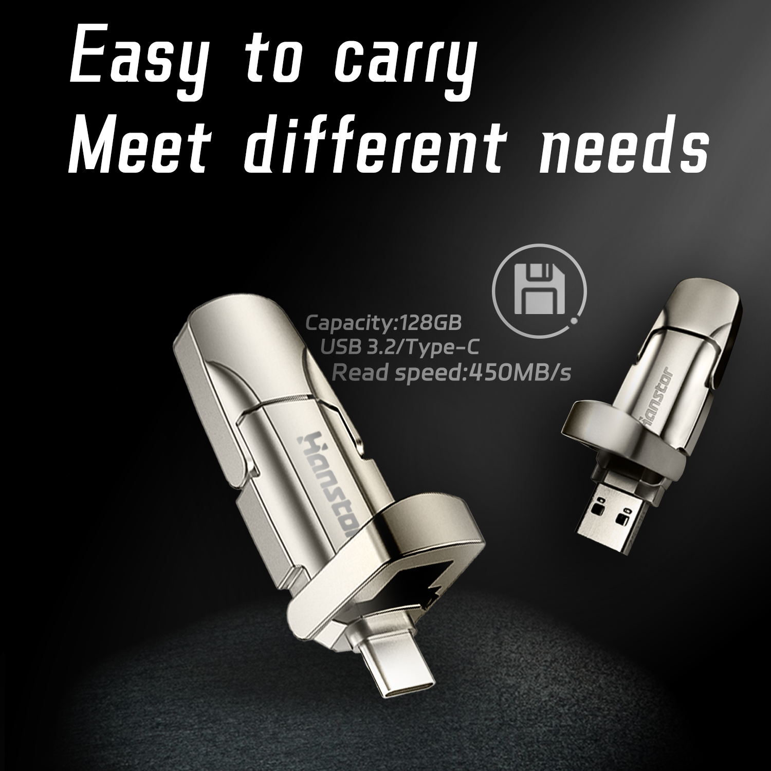 256GB PSSD USB3.2 Type-C External Portable Double Port Solid State USB Flash Drive Read Speeds ...