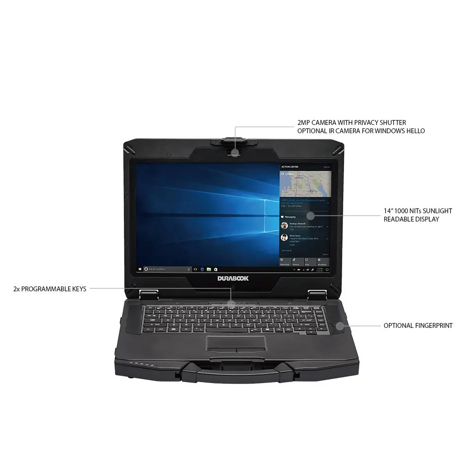 Durabook S14I Rugged Laptop, Intel Core i5-1135G7 @ 2.4GHz, 14" FHD Non ...