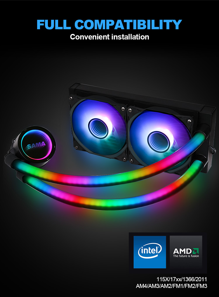 SAMA 240mm Cpu Liquid Cooler ARGB 240 AIO With Infinity Mirror Aluminum ...