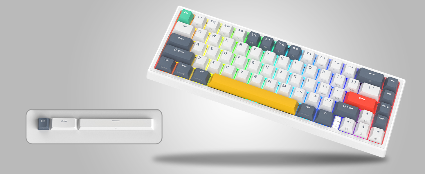 V-K66 60% Percent Keyboard, Mechanical Gaming Keyboard Gasket Mounted ...