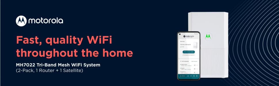 Motorola Whole Home Mesh WiFi System, AC2200 Tri-Band Mesh WiFi 2-Pack ...