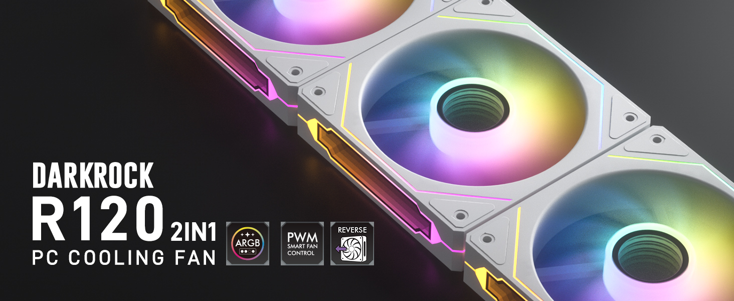 DARKROCK R120-2-Pack 120mm Reverse Installed Infinite Mirror Design PC ...