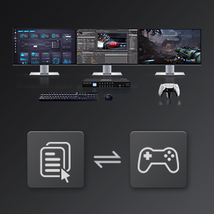 TRIPLE MONITOR KVM 4-PORT-4K 60HZ UHD- 4 Computers x 3 Monitor- AUDIO ...