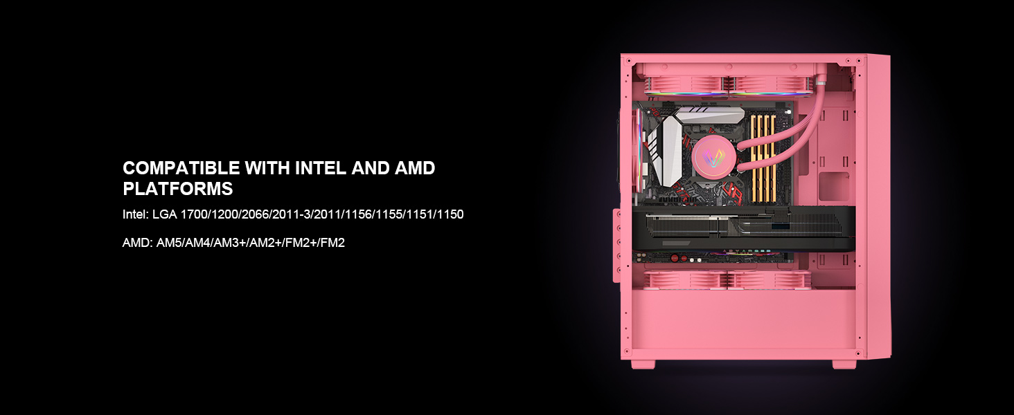 Vetroo V240 Pink Liquid CPU Cooler 240mm Addressable RGB & PWM Pump ...