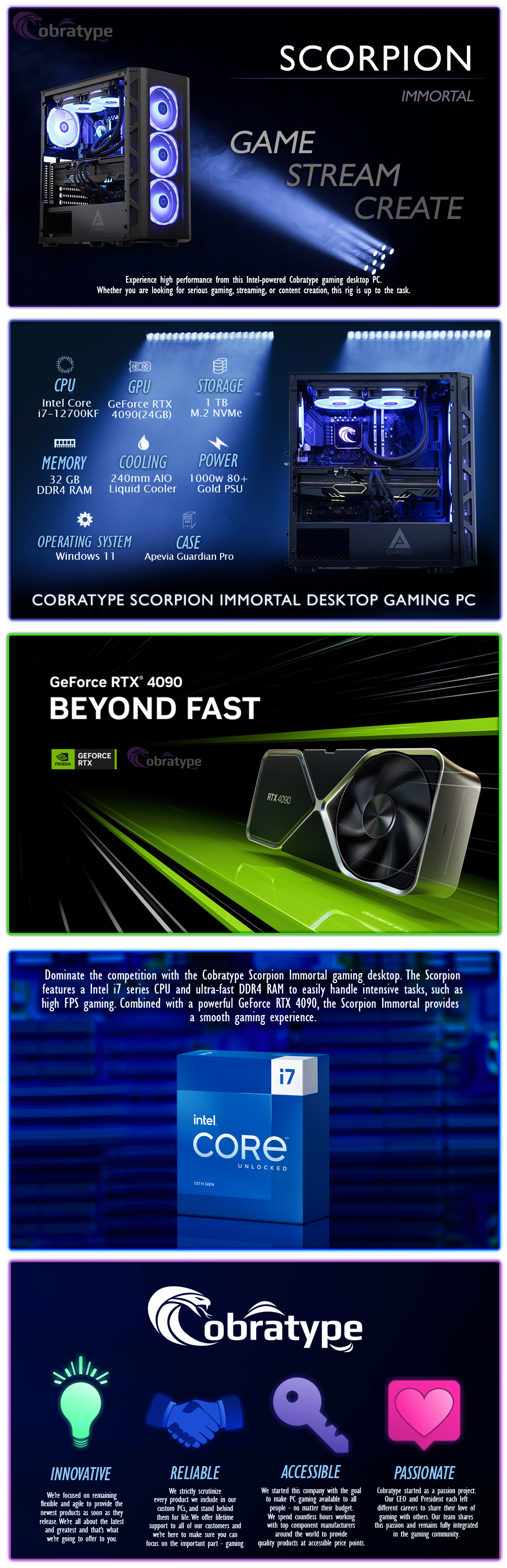 Cobratype Scorpion Immortal Desktop Gaming PC - Intel Core i7-12700KF ...