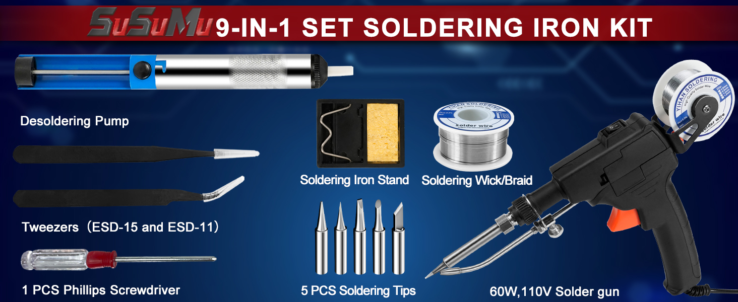 NEW UPGRADE Soldering Gun Kit Automatic Solder Iron 110V Electric ...