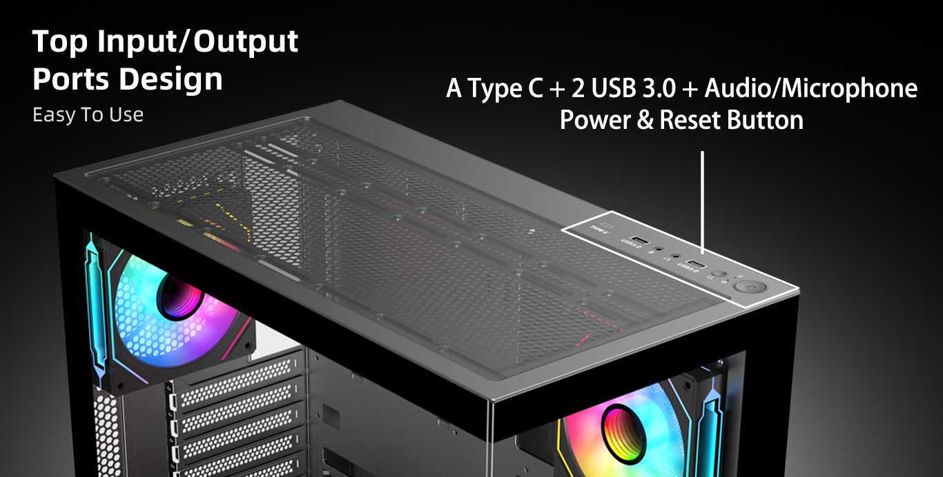 SAMA SV01 Mid Tower ATX Gaming PC Computer Case Black, 4 Addressable RGB Fans Pre-Installed ...