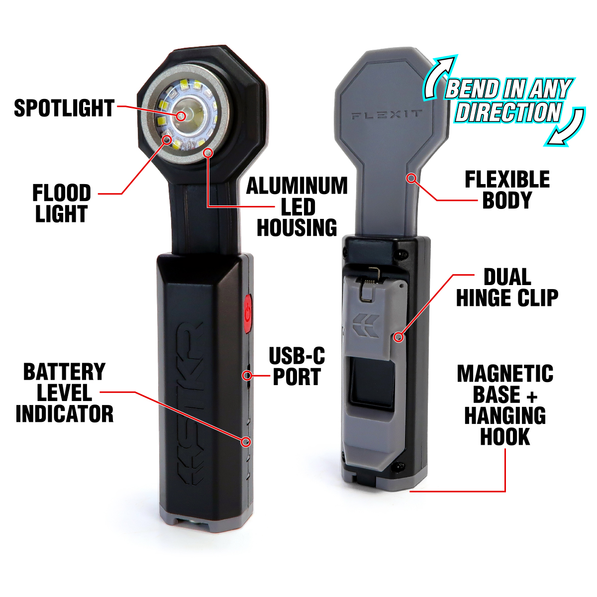 STKR Concepts FLEXIT Pocket Light 6.5-650 Lumen Flexible Rechargeable ...