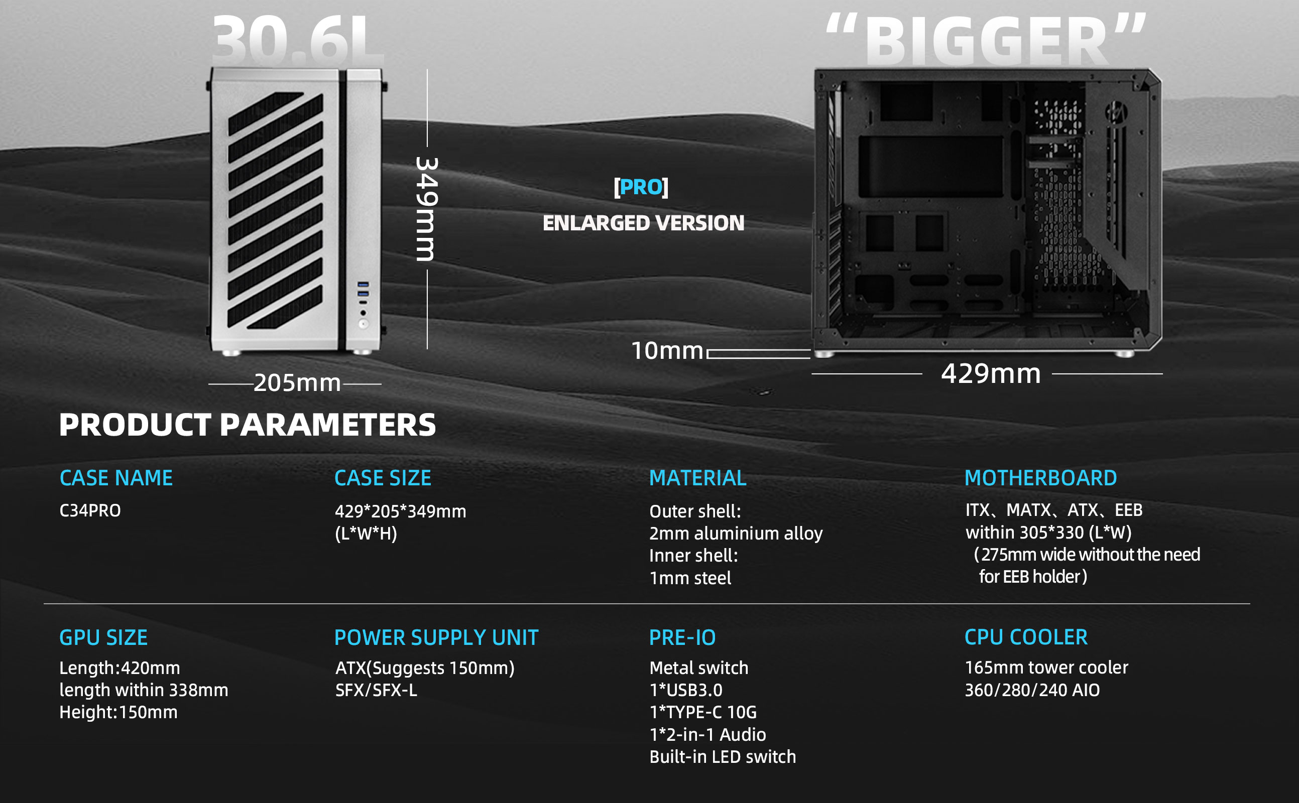 Mechanic master C34pro side penetrating 360 water-cooled eatx portable ...