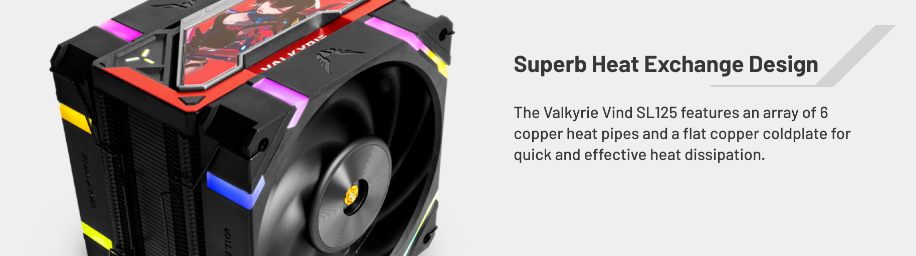 Valkyrie Vind SL125 Black CPU Air Cooler, ARGB, 6 Copper Heat Pipes ...