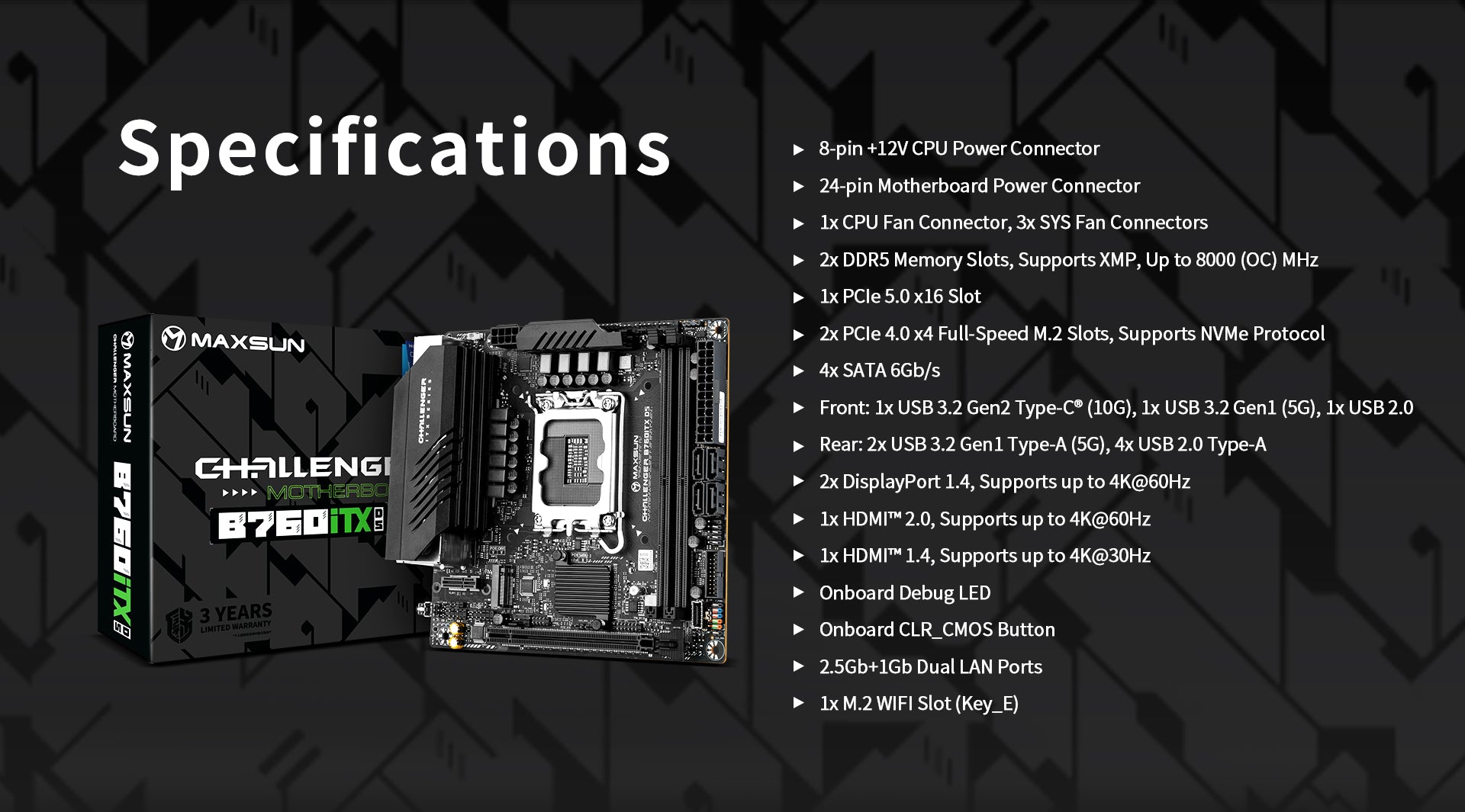 MAXSUN B760M ITX Motherboard LGA1700 DDR5 64GB Supports intel 14th 13th 12th CPU (12400F/13400F ...