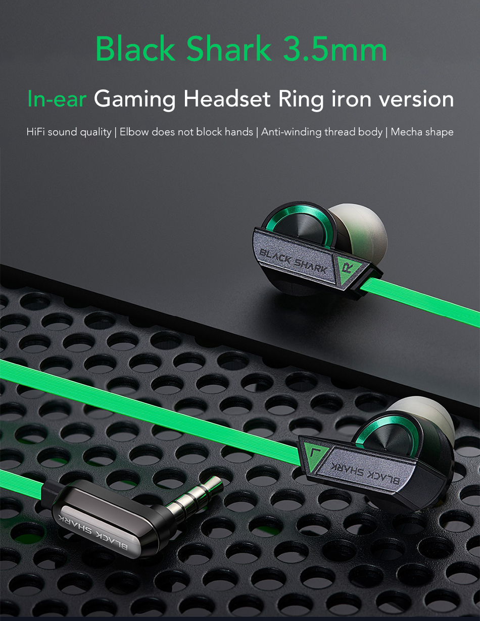 Black Shark 3.5mm Earphones 2 Pro with Microphone 11.2mm Driver Unit ...