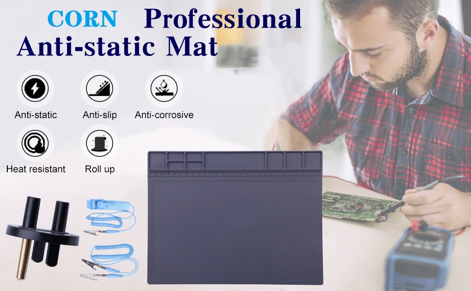 Anti-Static Mat ESD Safe for Electronic Includes ESD Wristband and ...