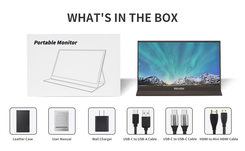 ReHisk 15.6" inch IPS Portable Monitor FHD 1080P HDR monitor 100% sRGB ...