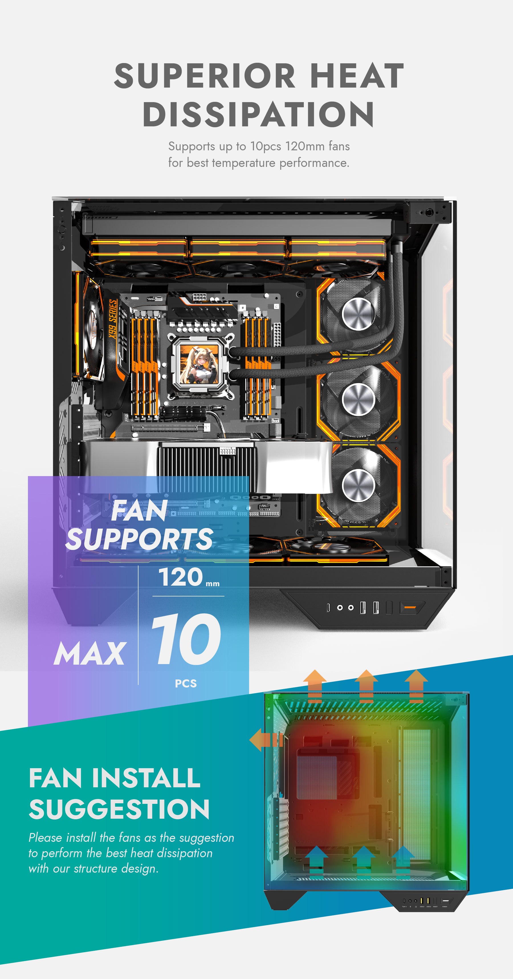 darkFlash DY470, Full-Tower ATX Gaming Case, Dual-Chamber Back-Plug ...