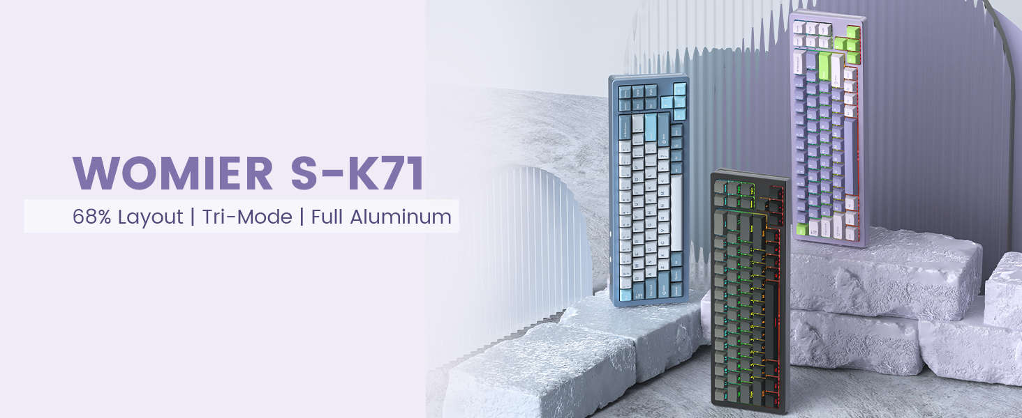 Womier S-K71 68% aluminum three-mode washer blue mechanical keyboard Purple - Newegg.com
