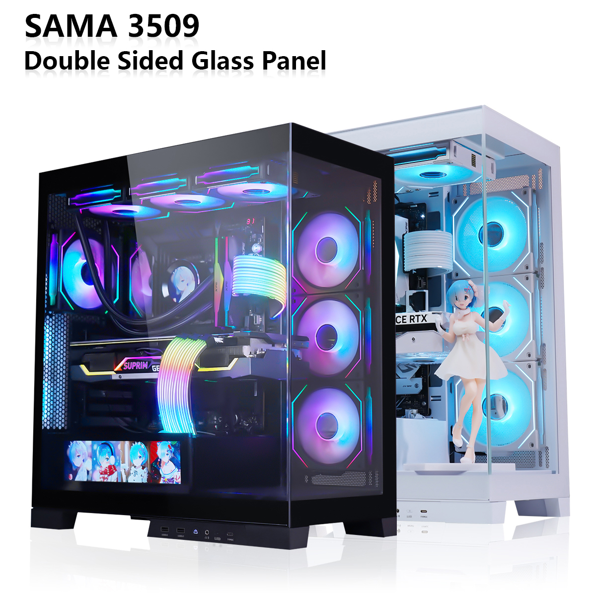 SAMA 4503 Mid Tower ATX Gaming PC Computer Case Black, 4 Addressable ...