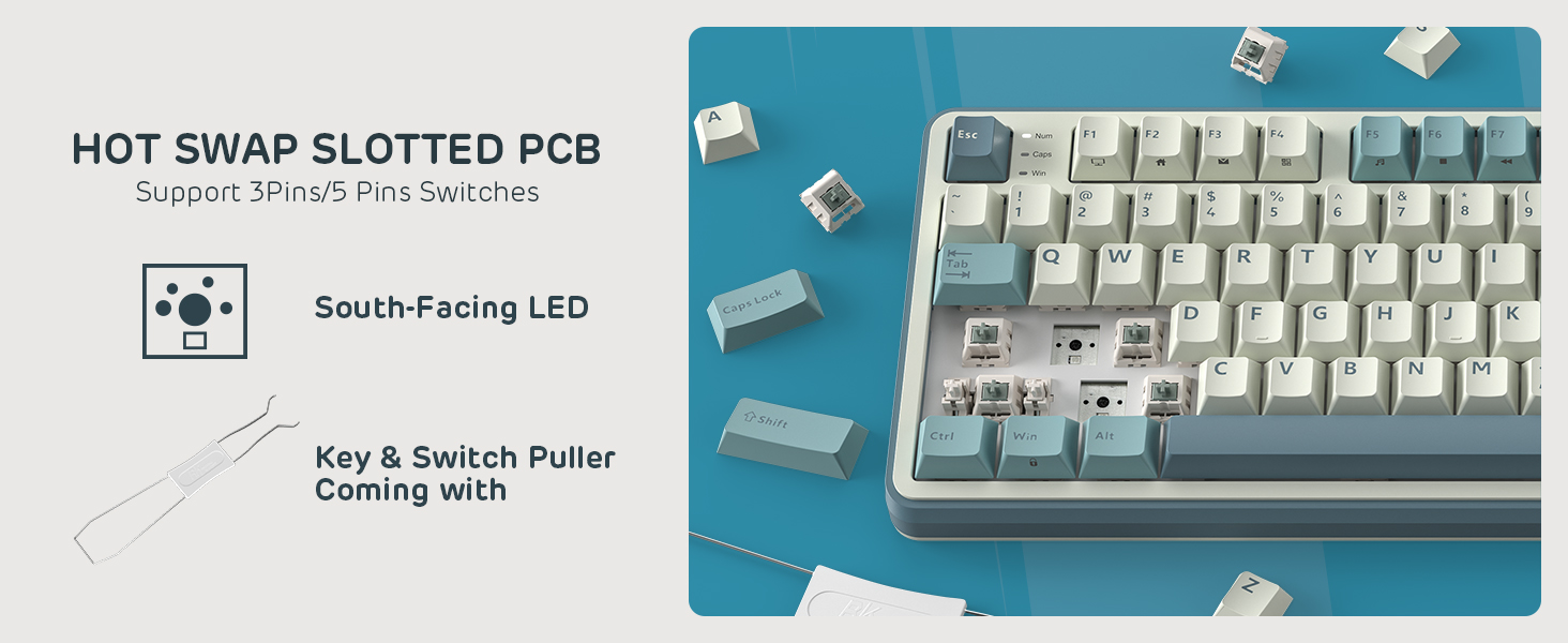 RK ROYAL KLUDGE S98 Mechanical Keyboard Smart Display & Knob Top Mount ...