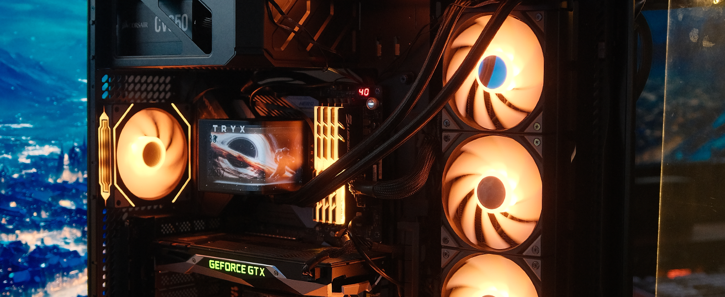 TRYX Panorama 360 ARGB White 360mm AIO 6.5'' AMOLED Curved Screen 3D Anamorphic Effect Display ...