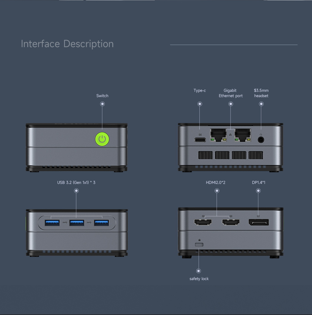 MLLSE GMKtec G2 Mini PC Windows 11 Pro Alder Lake N100 Intel 12th DDR5 ...