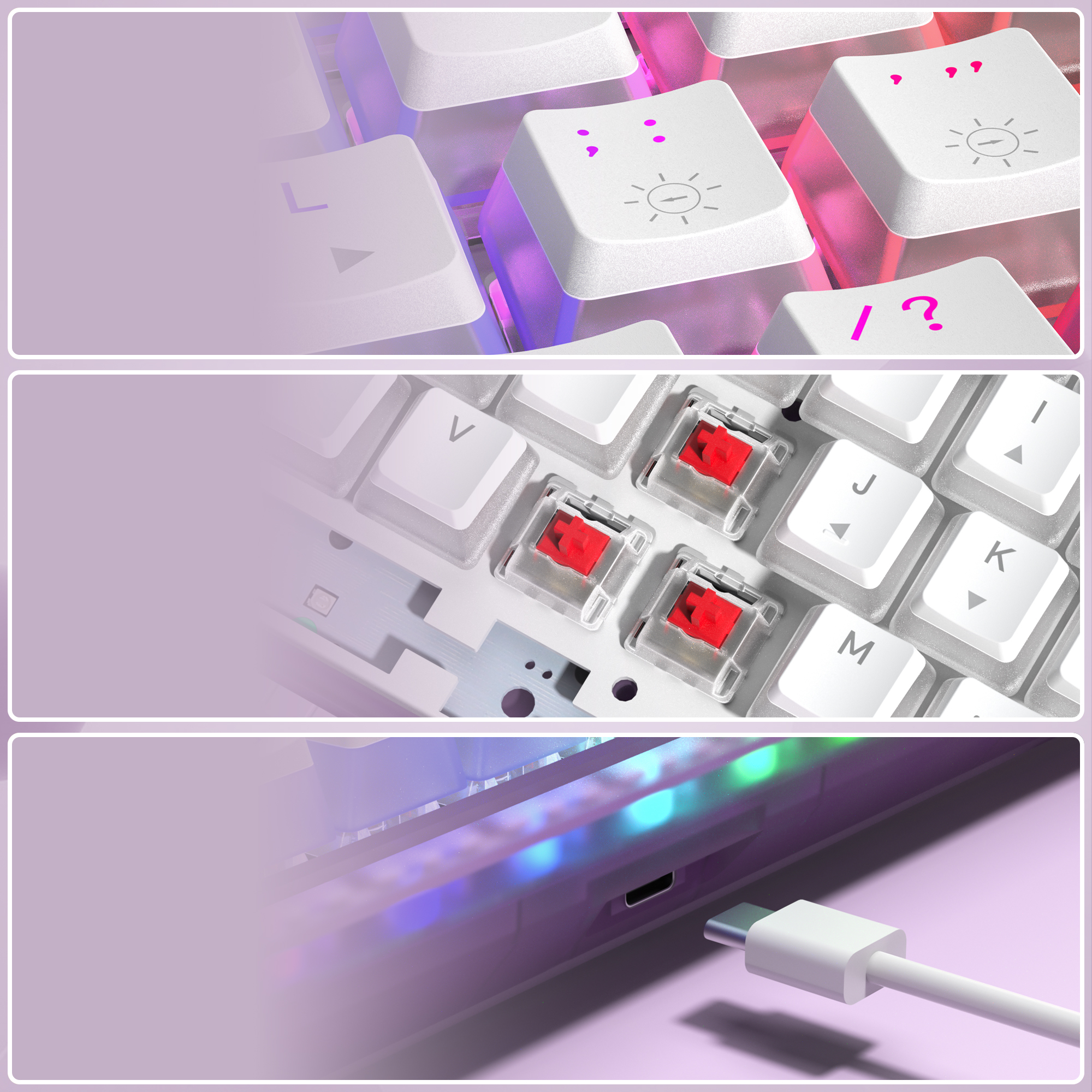 Womier WK61 Purple Keyboard - 60% RGB Mechanical Gaming Keyboard,Hot ...