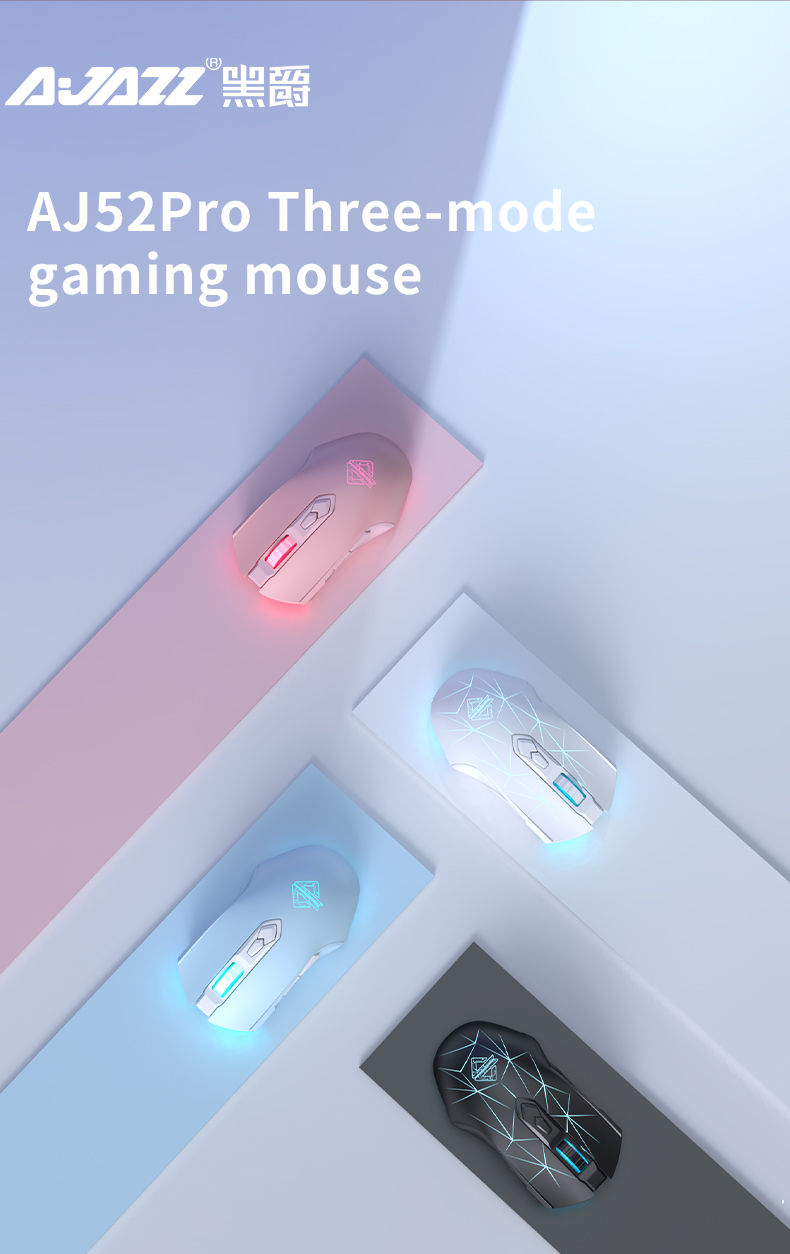 Ajazz Aj52Pro RGB 2.4G Wireless Gaming Mouse Rechargeable Bluetooth ...