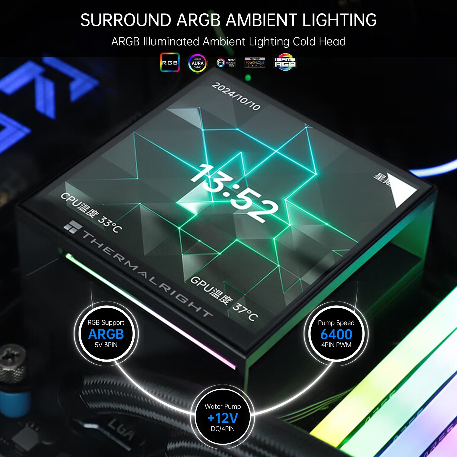 Thermalright Hyper Vision 360 ARGB AIO CPU Liquid Cooler - Magnetic ...