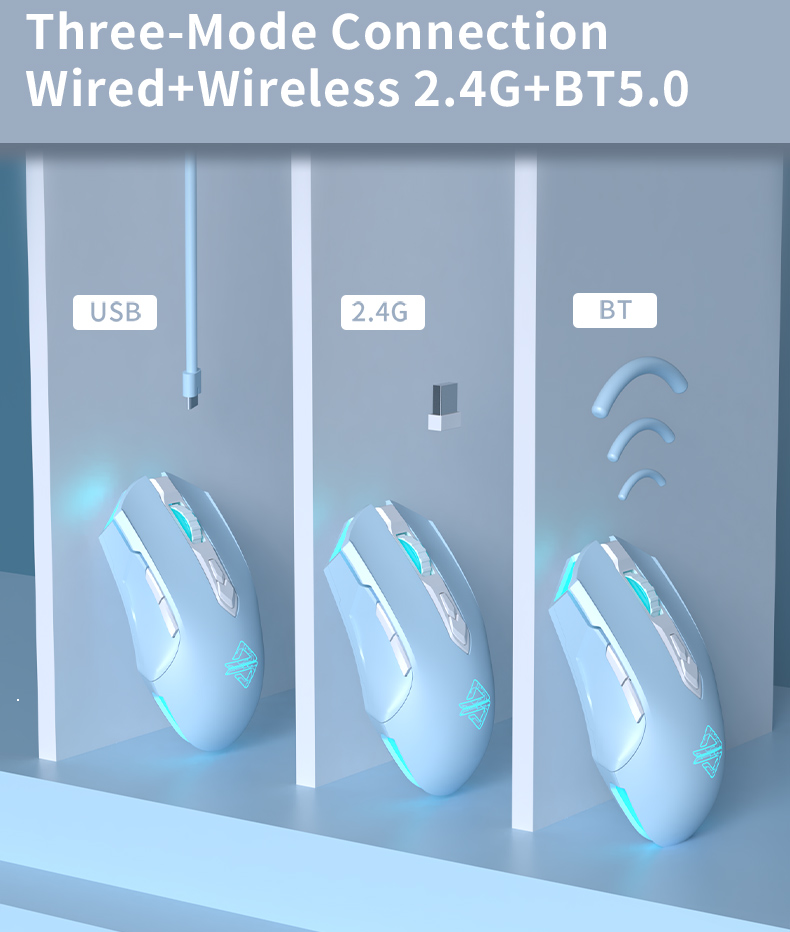 Ajazz Aj52Pro RGB 2.4G Wireless Gaming Mouse Rechargeable Bluetooth ...