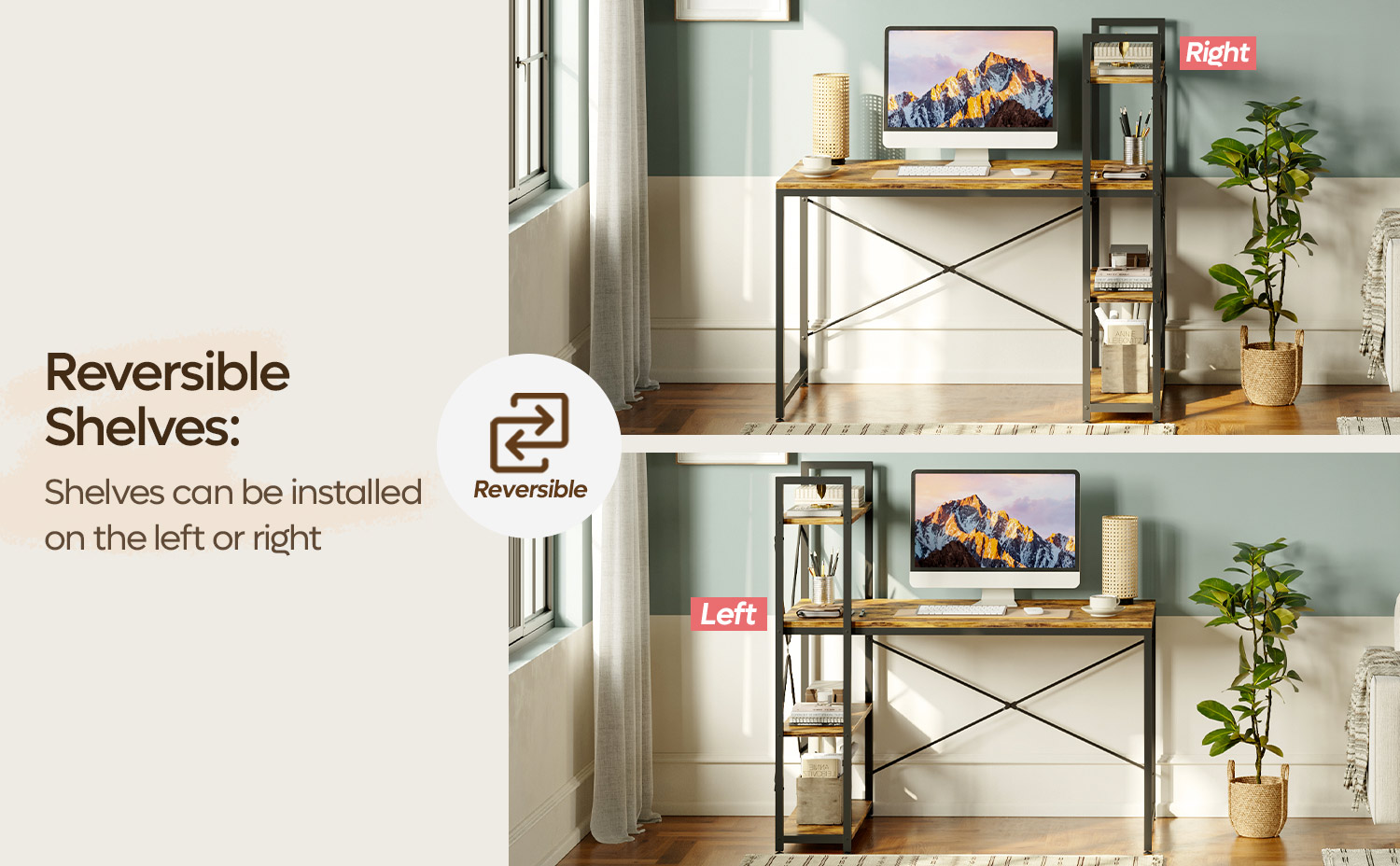 Bestier Computer Desk with Storage Shelves 47 Inch Home Office Desk ...