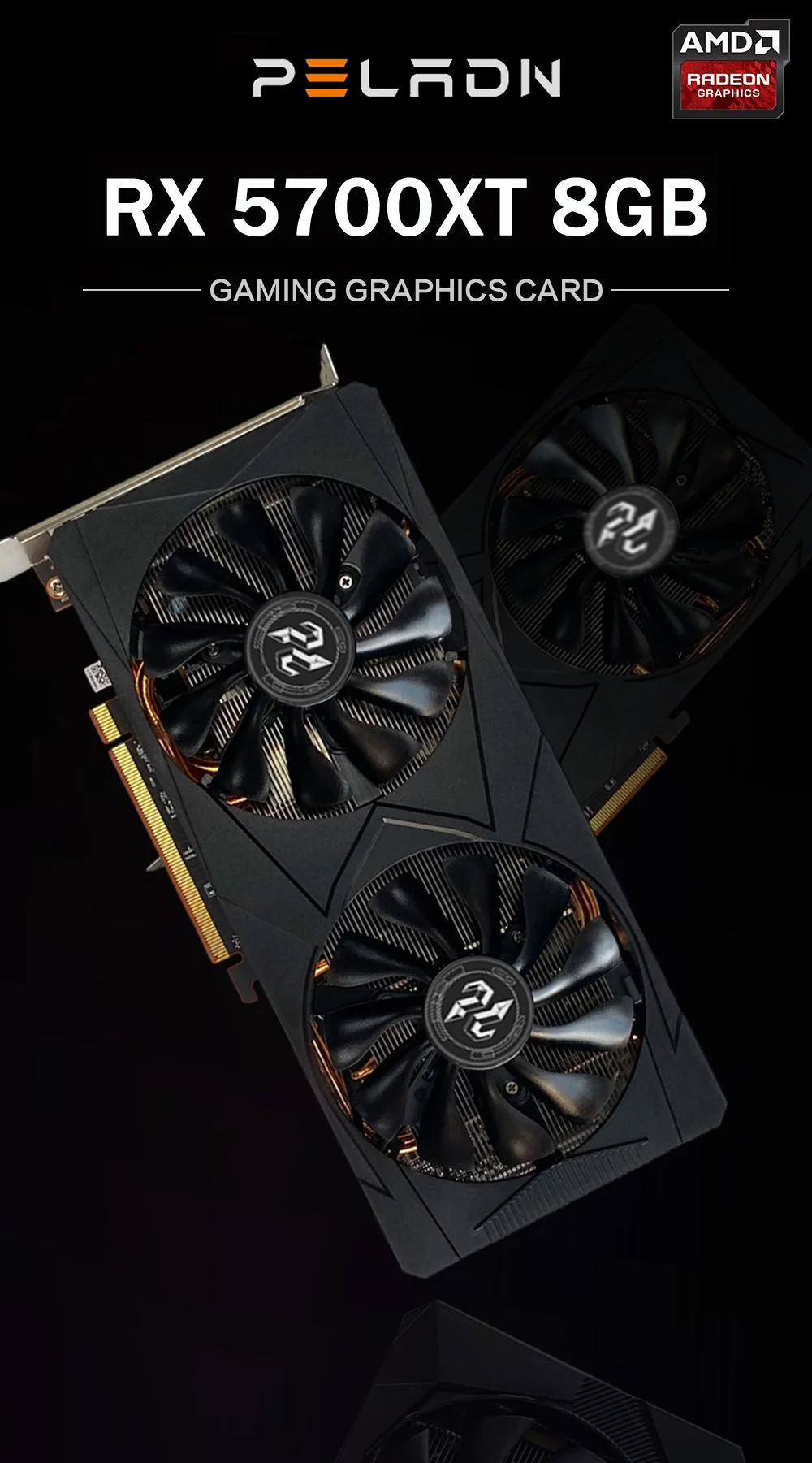 PELADN RX 5700XT 8G Graphics Card 6Pin+8Pin 256Bit GDDR6 CUDA 2560 ...