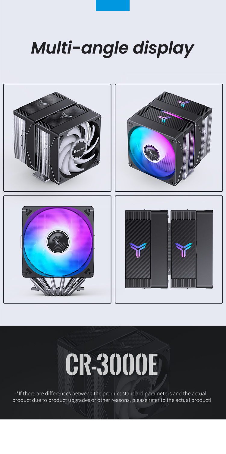 JONSBO CR-3000E BLACK CPU Cooler, 120mm Dual-Fan Dual-Tower Radiator, 6 High Efficiency ...