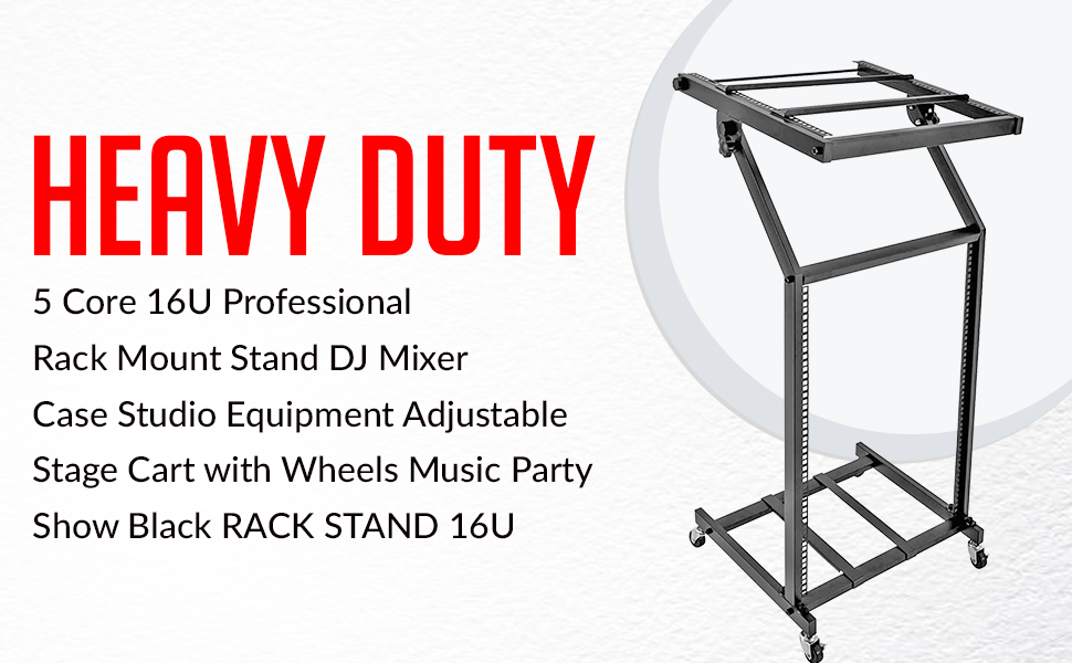 16U Rack Mount Stand 16U Rolling DJ Rack Stand - Mobile Mixer Station ...