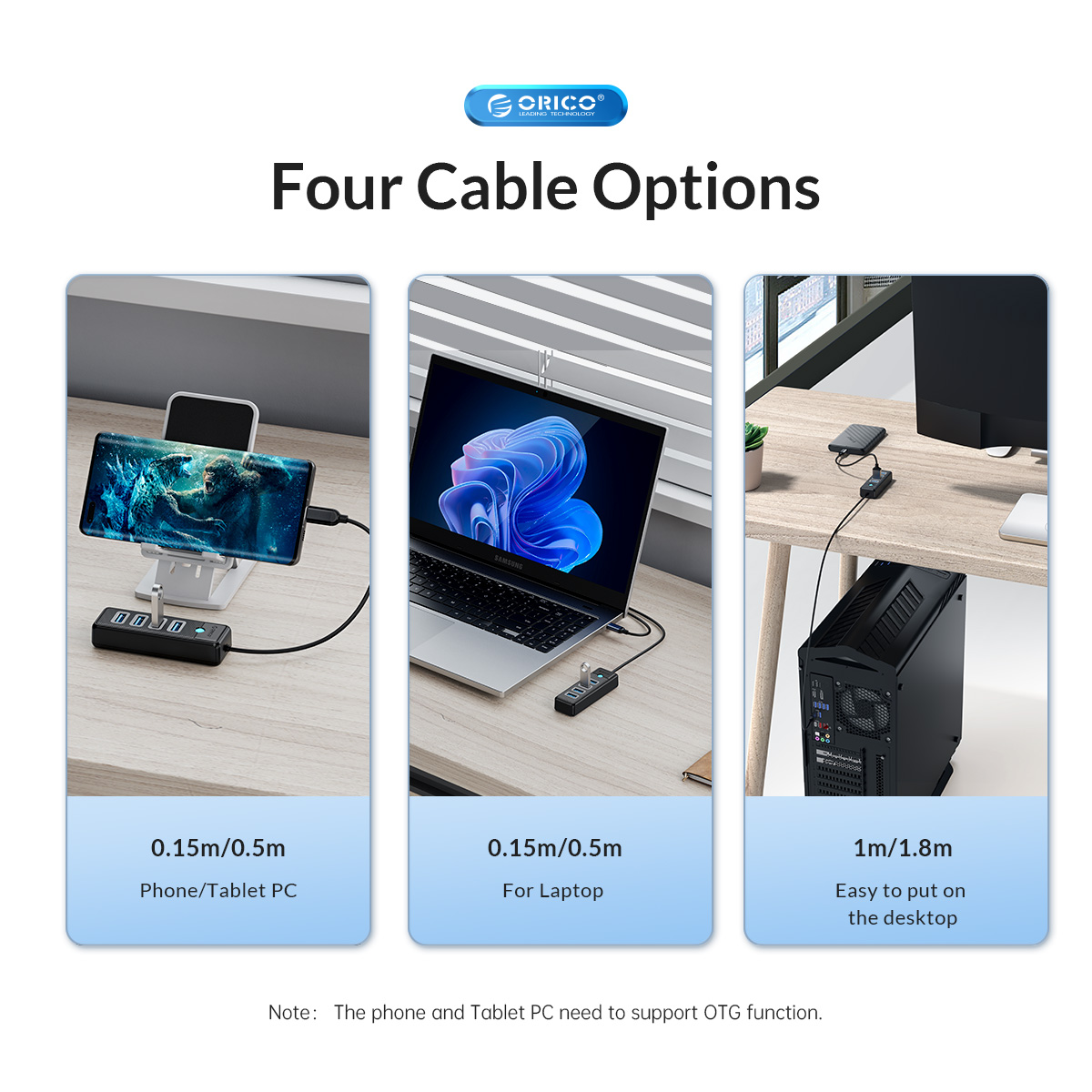 ORICO USB C to 4 Ports USB 3.0 HUB 5Gbps High Speed Multi Type C ...