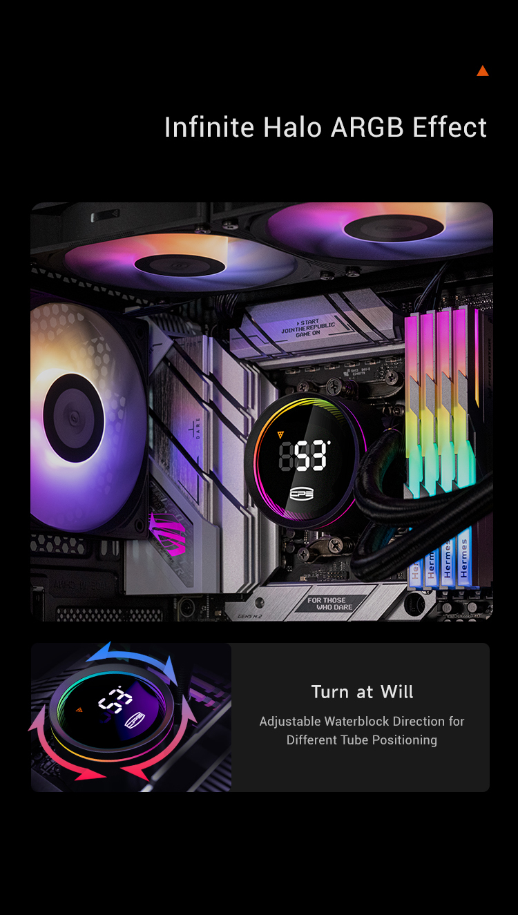 PCCOOLER CPS DA360 Pro ARGB Digital BK AIO CPU Liquid Cooler, 270° Rotatable Digital Display ...