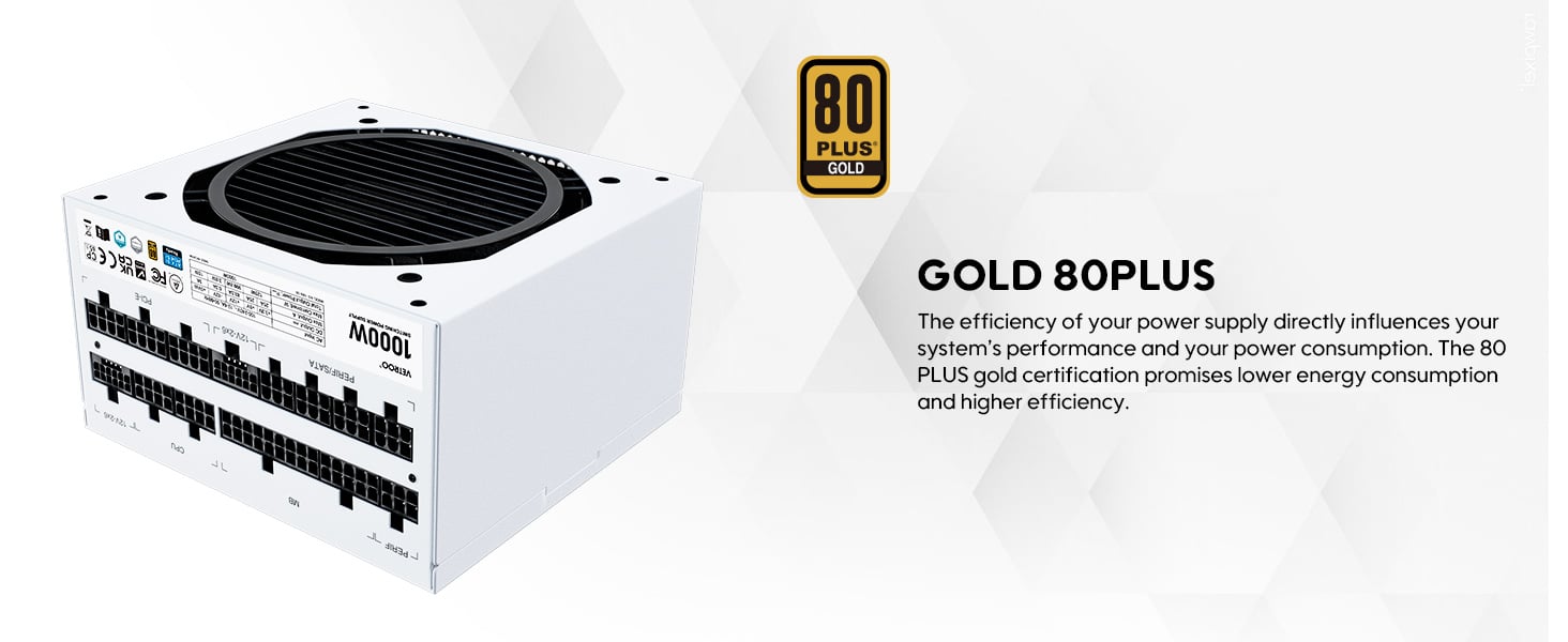 Vetroo 1000W White Power Supply ATX 3.1 Ready Dual PCIe 5.1 Vetroo 1000W White Power Supply ATX 3.1 Ready Dual PCIe 5.1