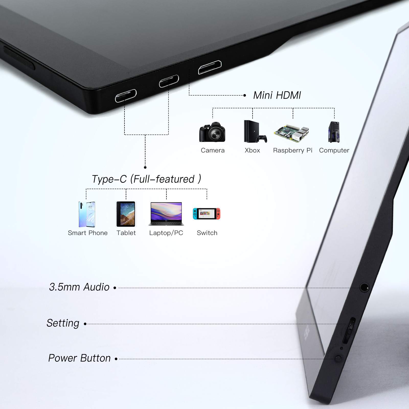 15.6" inch Portable Monitor IPS panel FHD 1080P HDR monitor for laptop ...