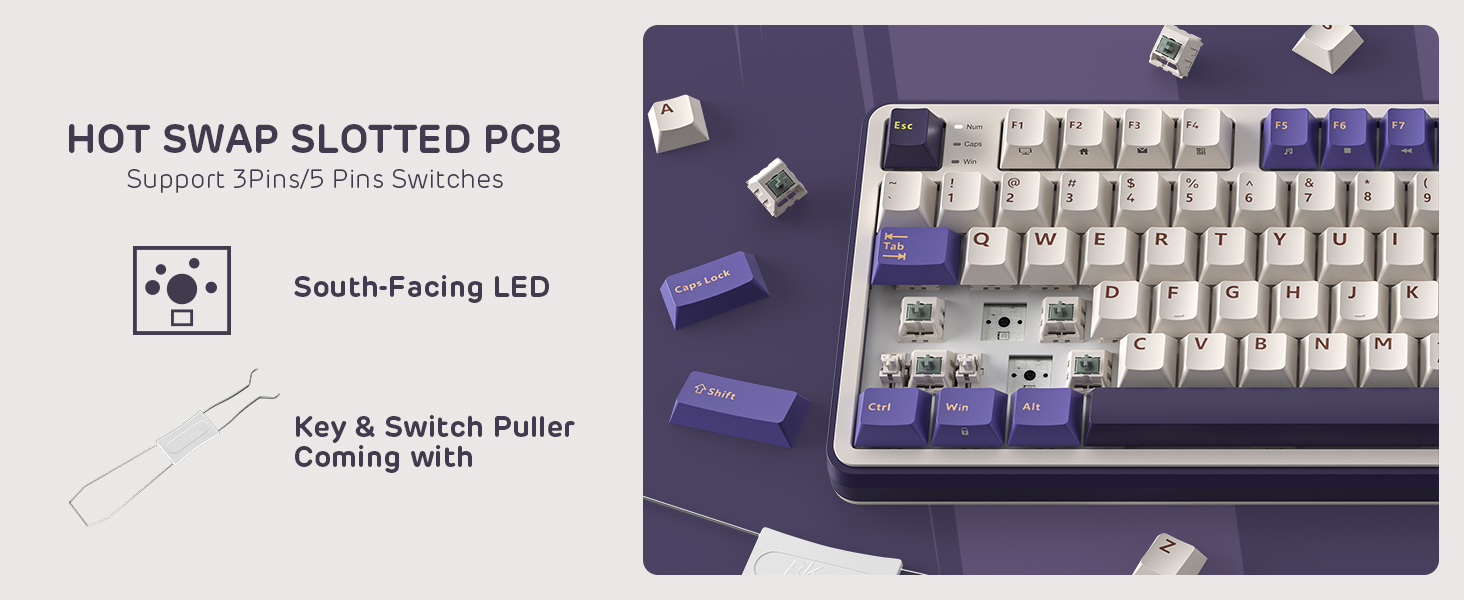 RK ROYAL KLUDGE S98 Mechanical Keyboard Smart Display & Knob Top Mount ...