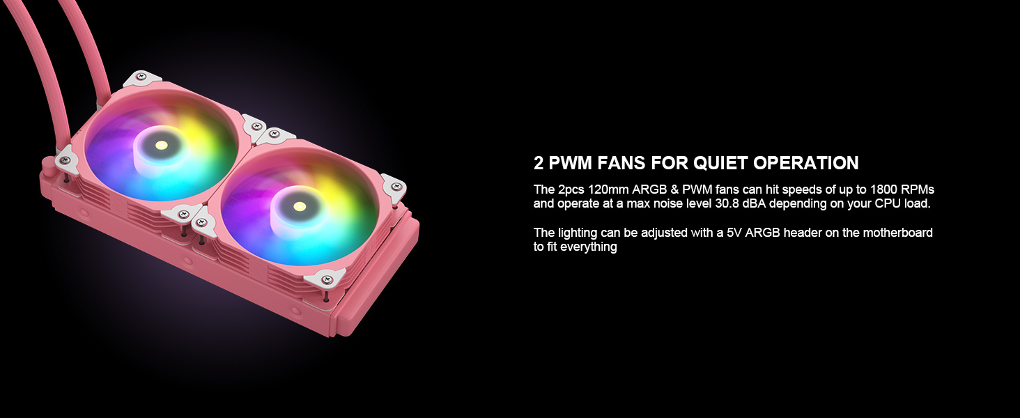 Vetroo V240 Pink Liquid CPU Cooler 240mm Addressable RGB & PWM Pump ...