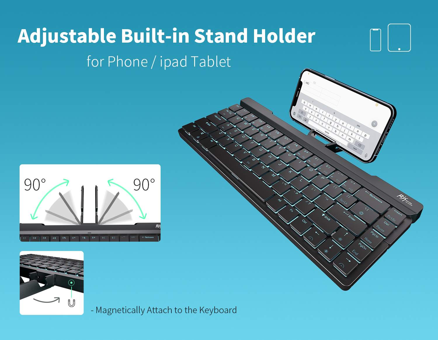RK Royal Kludge RKF68 Foldable Mechanical Keyboard Dual Mode Wireless ...