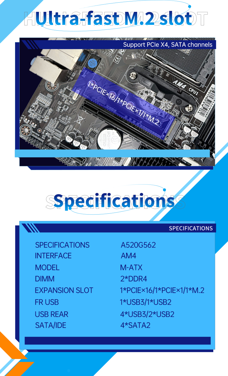 SOYO A520M-GS AM4 AMD A520 DDR4 SATA 6Gb/s USB 3.0 Micro ATX AMD ...