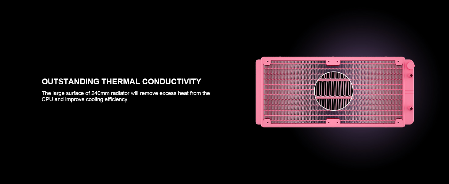 Vetroo V240 Pink Liquid CPU Cooler 240mm Addressable RGB & PWM Pump ...