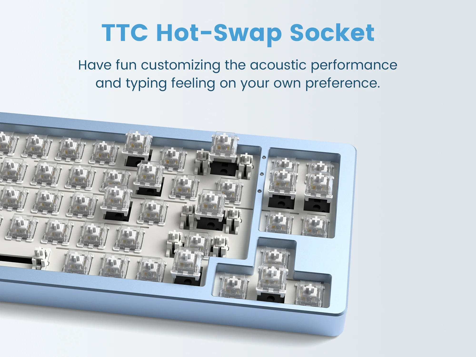 Womier S-K71 68% aluminum three-mode washer blue mechanical keyboard - Newegg.com