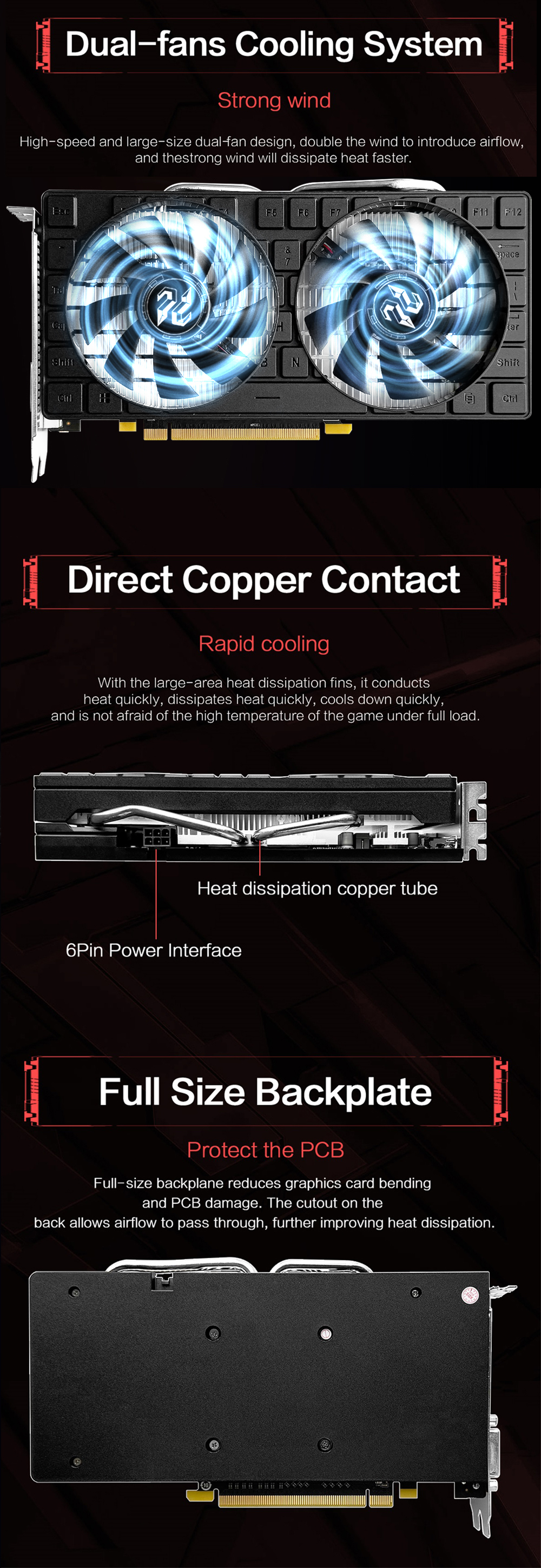 PELADN RX 580 8GB Graphics Card GPU DirectX 12 256-Bit GDDR5 PCI ...