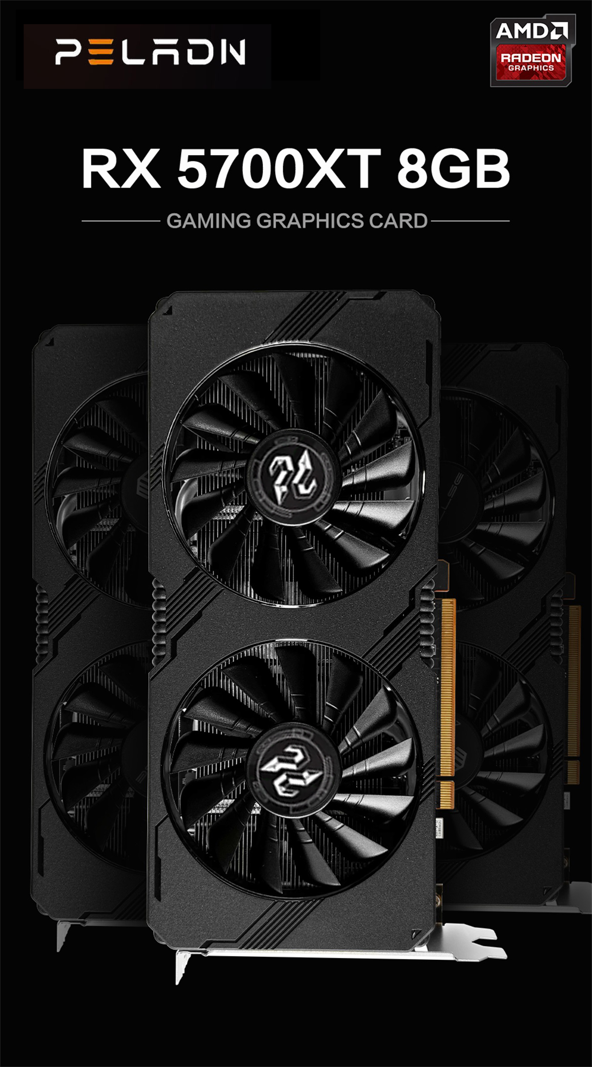 PELADN RX 5700XT 8G Graphics Card 6Pin+8Pin 256Bit GDDR6 CUDA 2560 ...